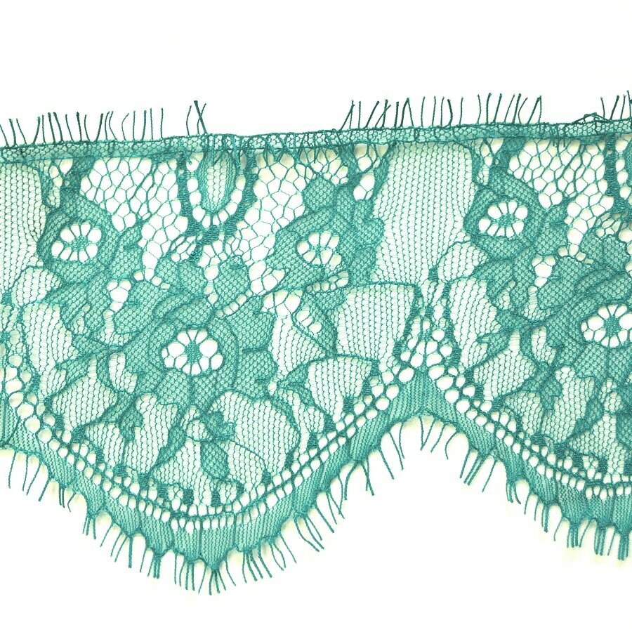 Изысканное шантильи: Кружево реснички , 110 мм, 9м(3шт*3,14м), цвет изумруд