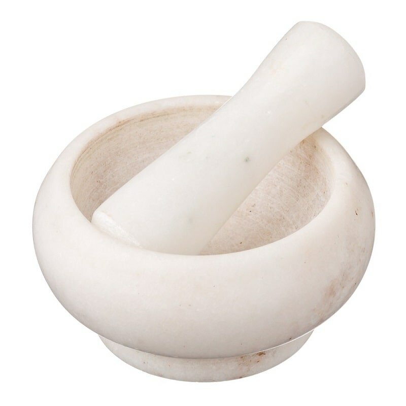 Ступка с пестиком каменная, для специй, 5х9 см, белый мрамор, 90 мл
