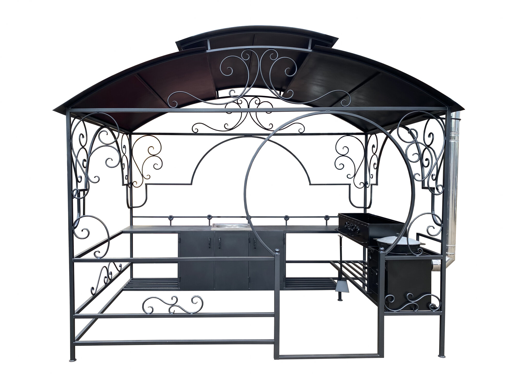 Мангал-беседка Дача с пространством под стол или лавочку, 300 * 190 * 235 см