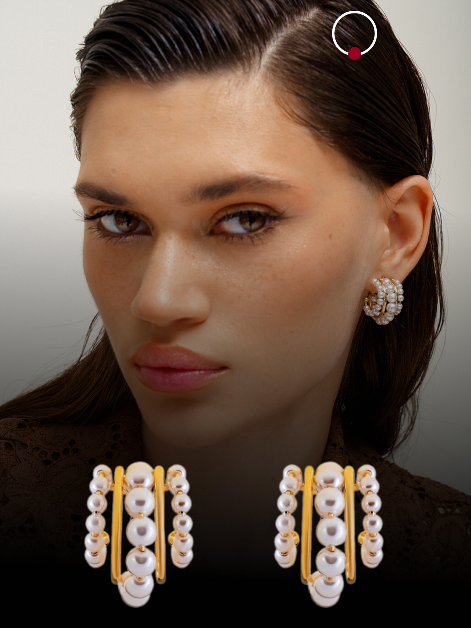 Серьги пусеты, конго, жемчуг имитация