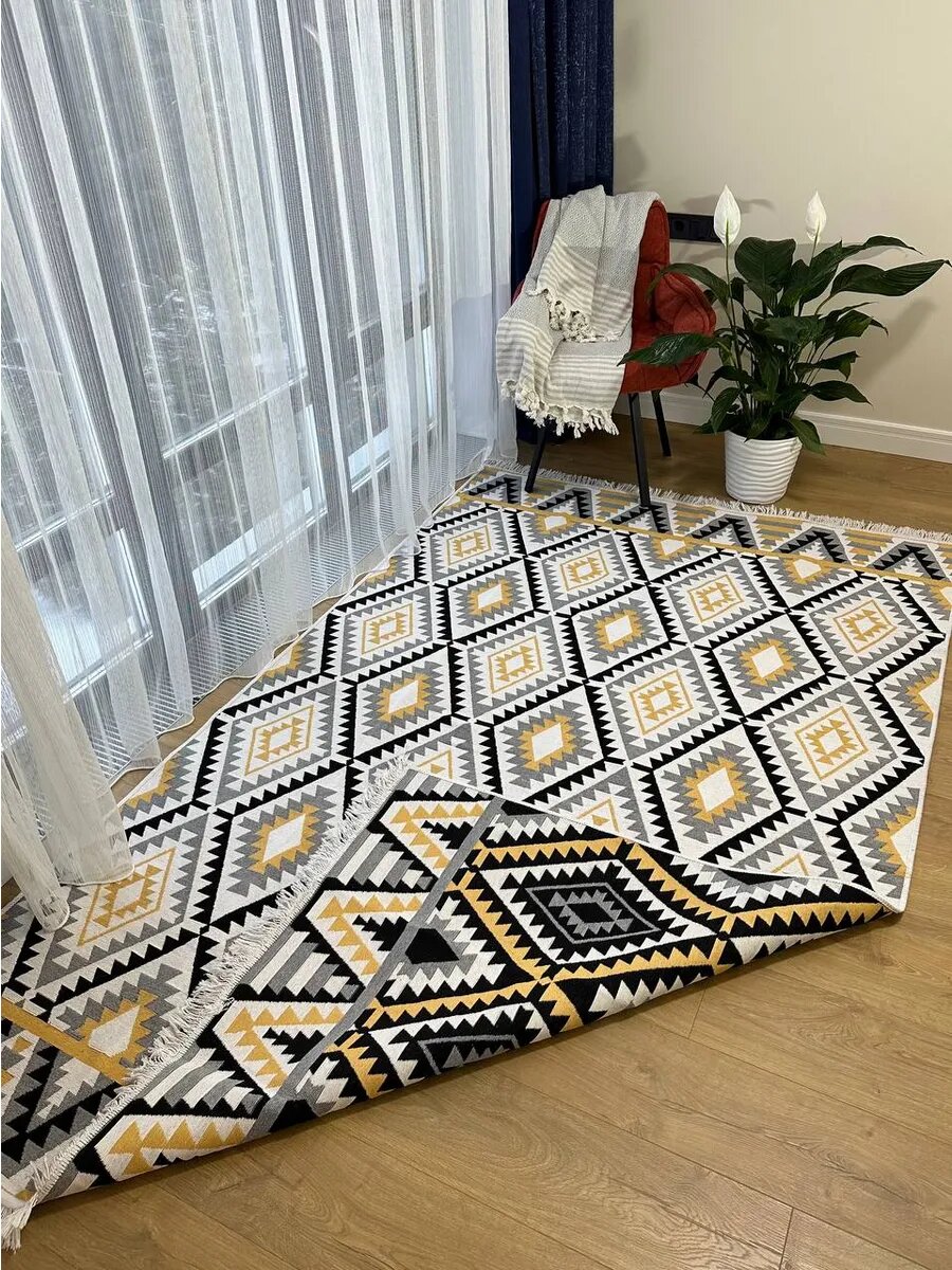 Ковер комнатный Green Carpet, хлопковый, двусторонний, 160x250 см турецкий килим