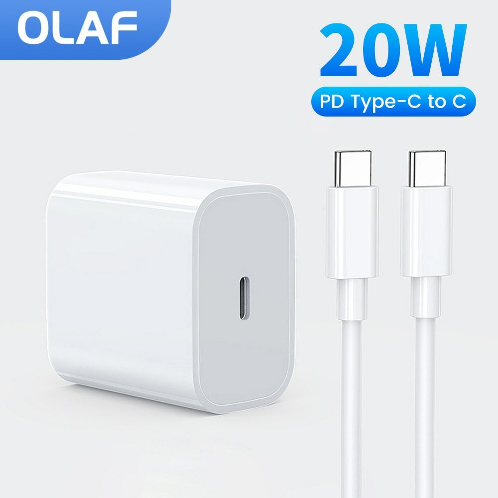 Зарядное устройство Olaf 20 Вт USB C для быстрой зарядки iPhone 14 13 12 Pro Max 11 Xs Type C PD для телефона, зарядное устройство для быстрой зарядки iPhone, кабель