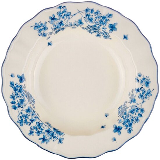 Тарелка глубокая Kunstwerk «Фиори» 22 см, 400 мл, фарфор, слоновая кость/синий (03015821)