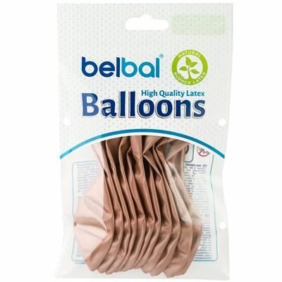 Воздушные шары BELBAL круглые, без рисунка, Хром Glossy Rose Gold, 14 дюймов, 12 шт