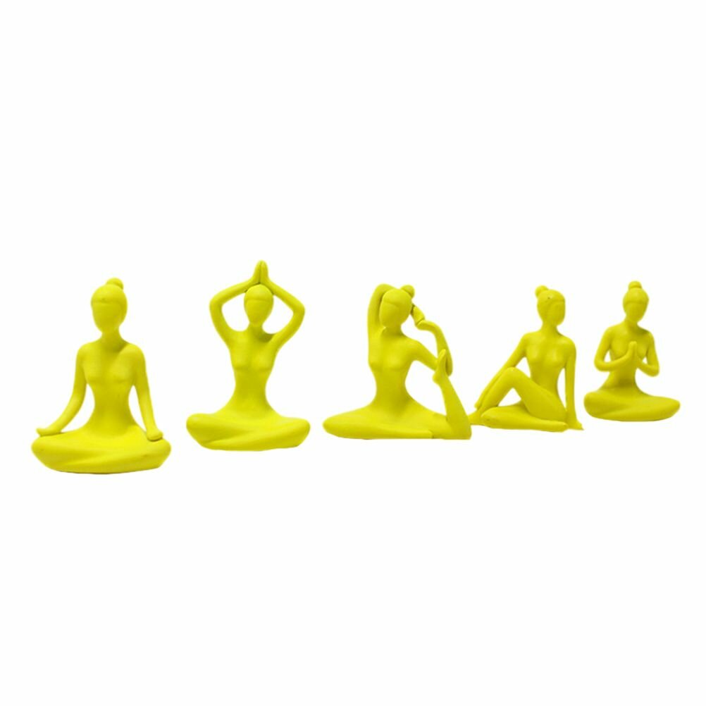 Набор из 5 мини-статуэток йоги, из смолы светло-зеленые фигурки для декора дома и офиса, настольные украшения и подарок для любителей йоги