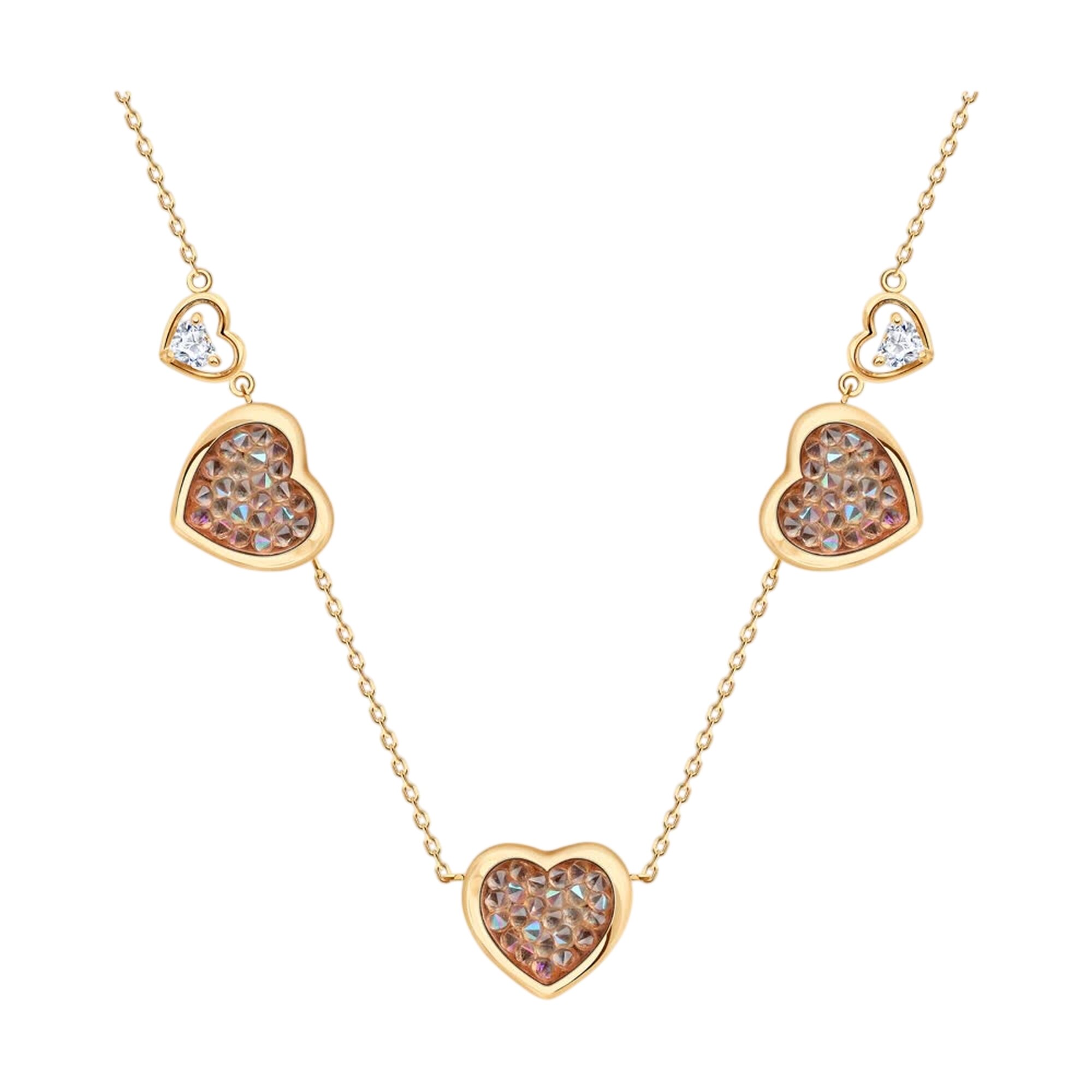 Колье, серебро, 925 проба, золочение, фианит