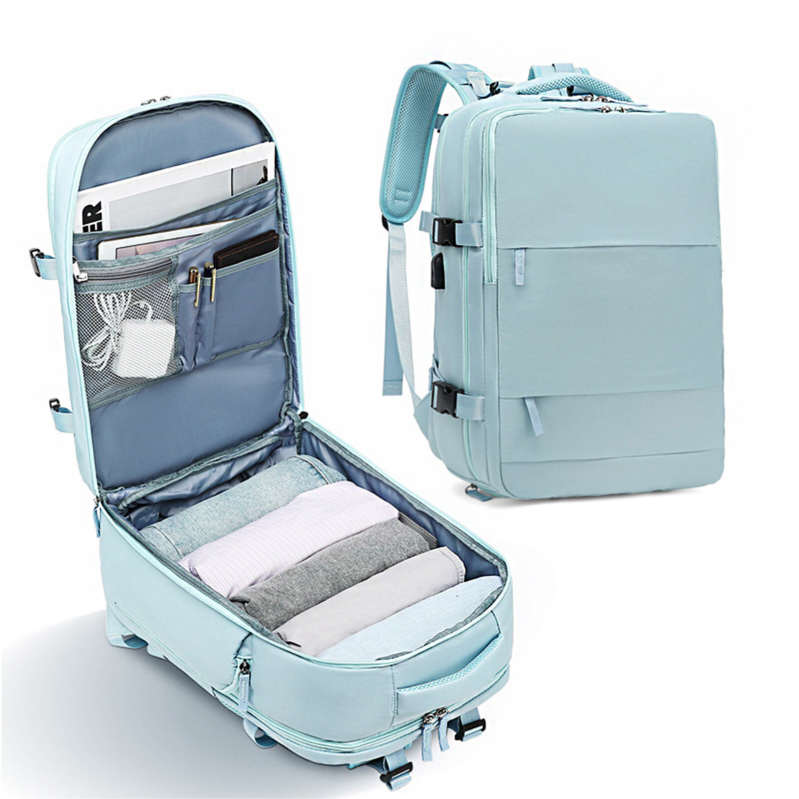 Большая вместительная многофункциональная сумка-рюкзак с USB-портом и отдельным отделением для обуви, подходит для путешествий, спорта и фитнеса, водонепроницаемая.