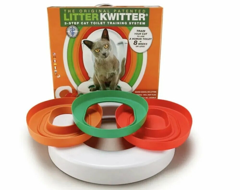 Система приучения кошек к унитазу Litter Kwitter, туалет для кошек на унитаз