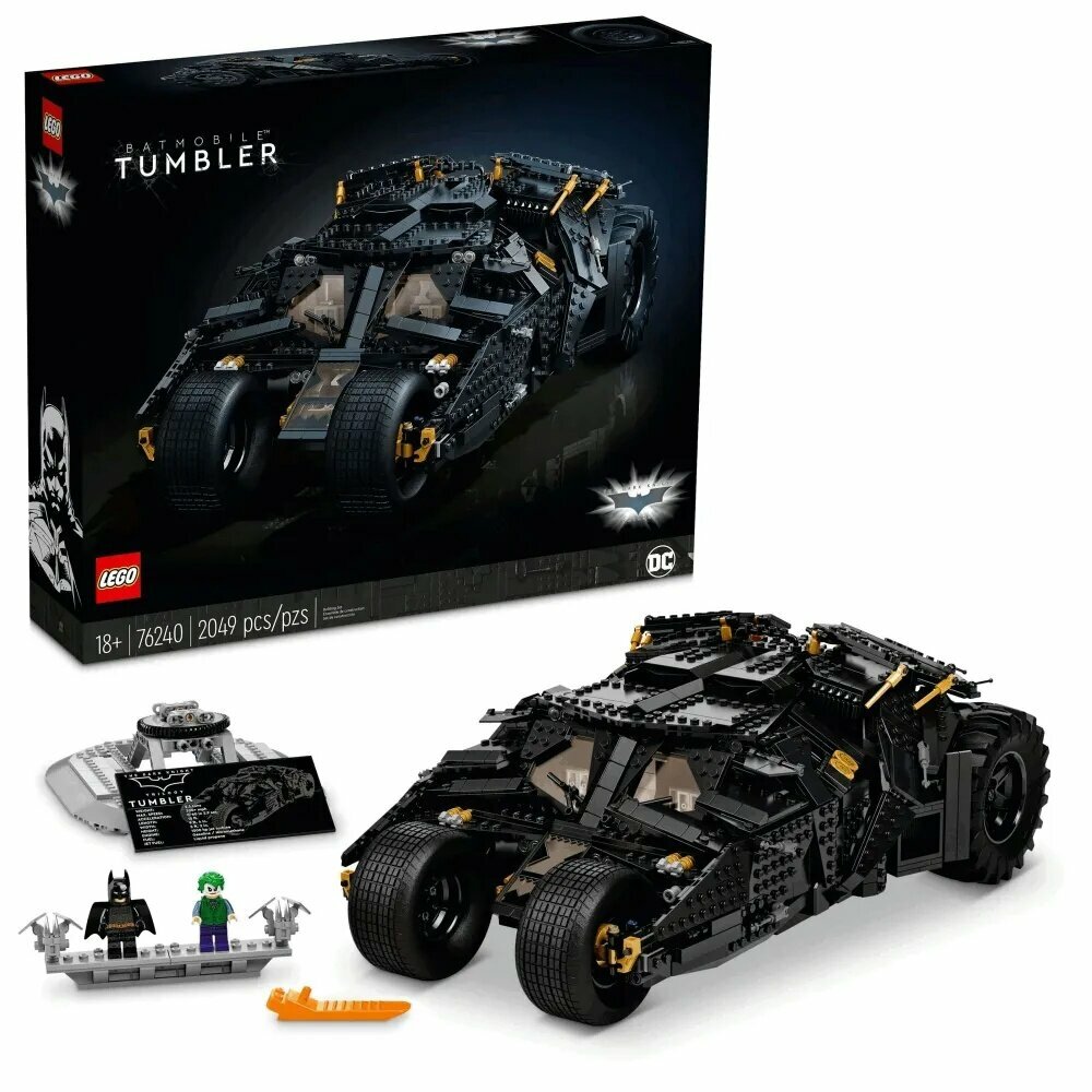 LEGO 76240 DC Batman Batmobile Tumbler / Культовая модель автомобиля из трилогии "Темный рыцарь", конструктор для взрослых, Идея коллекционного подарка для сборки и демонстрации, лего Бэтмен