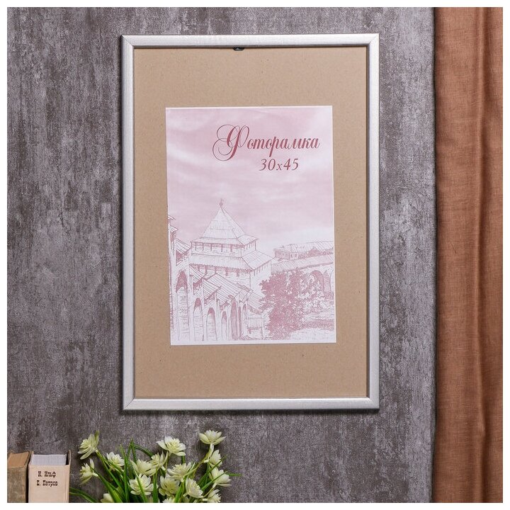 Фоторамка для фото 30×45 см Samoa, сосна, (пластиковый экран), серебро