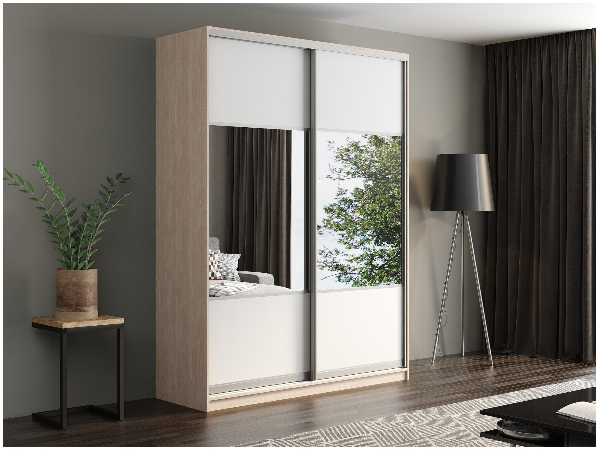 Шкаф-купе Матэрна шамони светлый / белый / комбинированный, 190х45х240 см