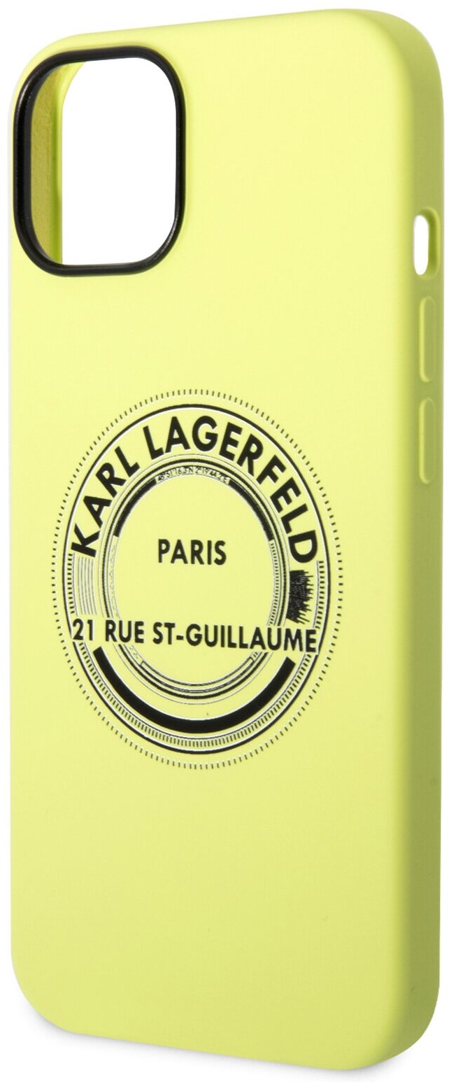Lagerfeld для iPhone 14 чехол Liquid silicone RSG Round logo Hard Green