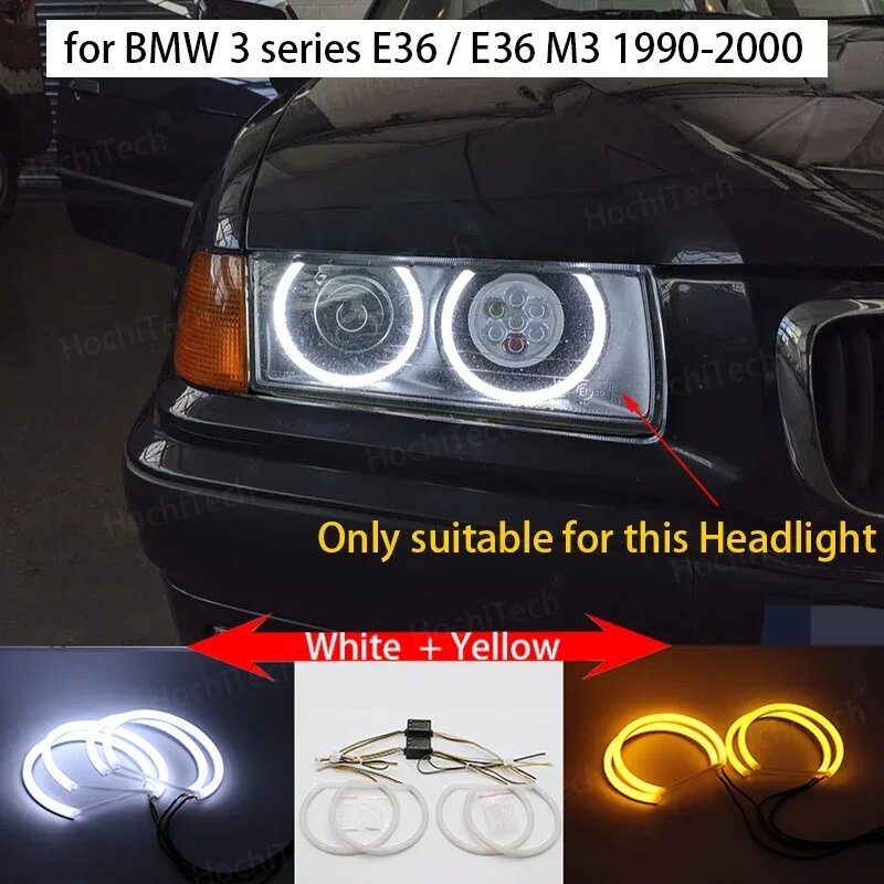 Молочно-белая фотовспышка, дневные фотовспышки, набор колец с ангельскими глазами для BMW 3 серии E30 E36 M3 333i 325i 323i 316i 318i 325td 1982-2000