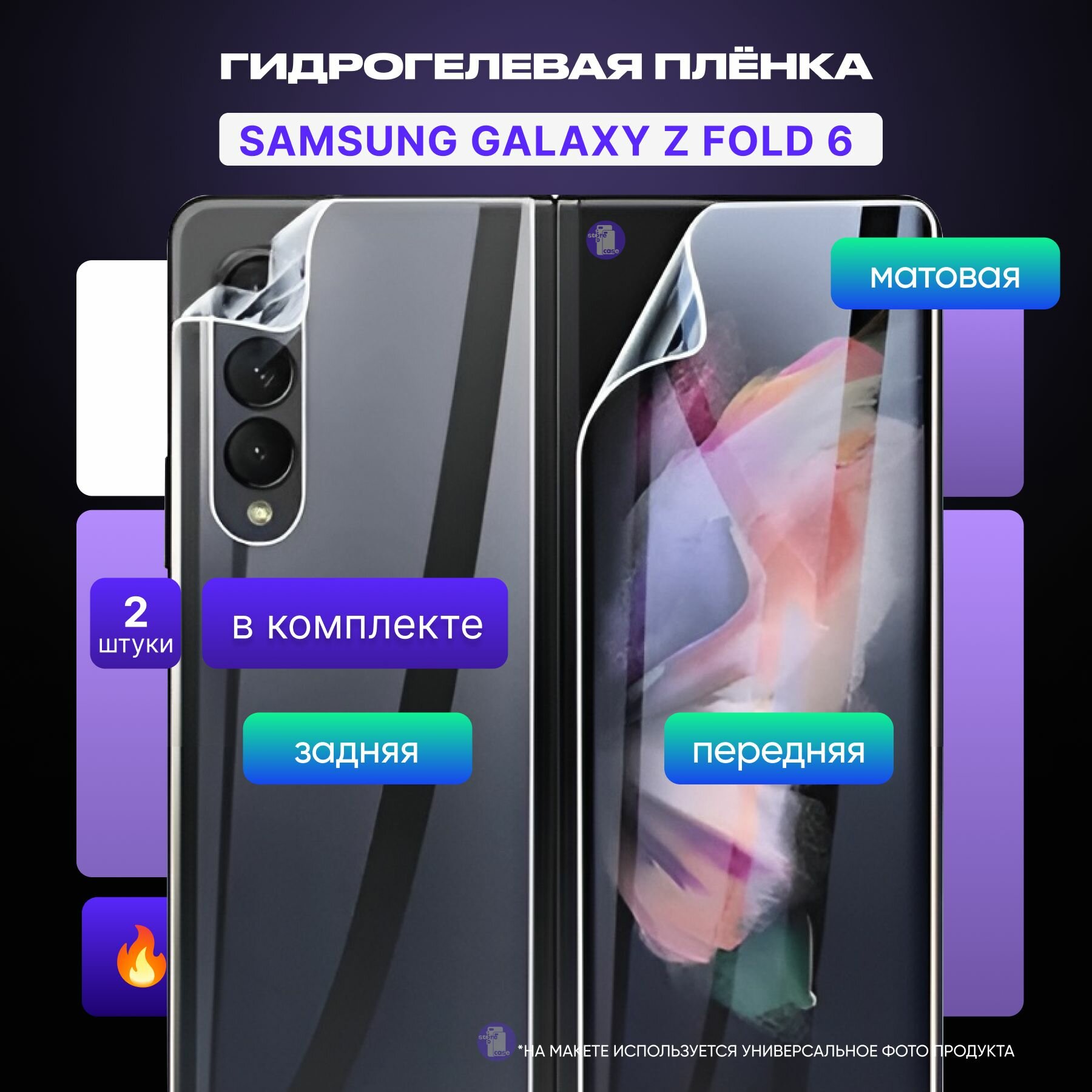 Матовая защитная пленка на Samsung Galaxy Z Fold 6 2 штуки