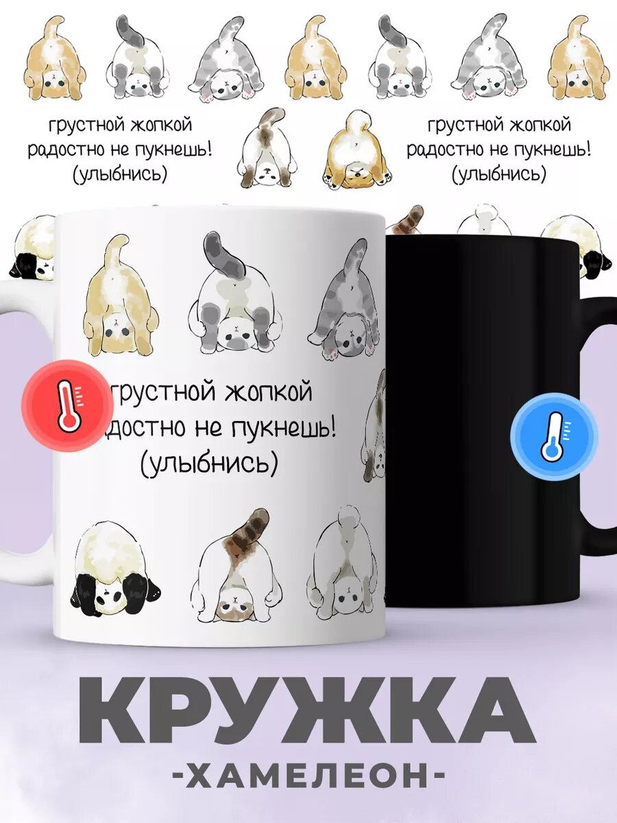 Кружка от jojomojo хамелеон с принтом коты, для чая, кофе, 330мл, керамическая