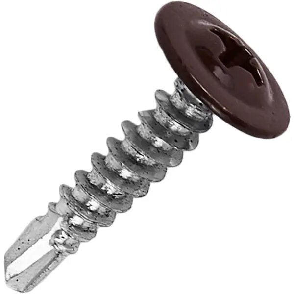 Саморезы по металлу с пресс-шайбой со сверлом оцинкованные RAL 8017 4.2x19 24 шт.