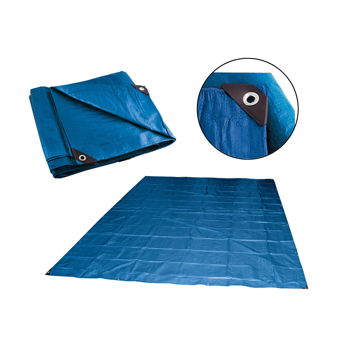 Тент Ecos, универсальный, защитный, 4x8 м, синий, полиэтилен, 60г/м², 1.9кг