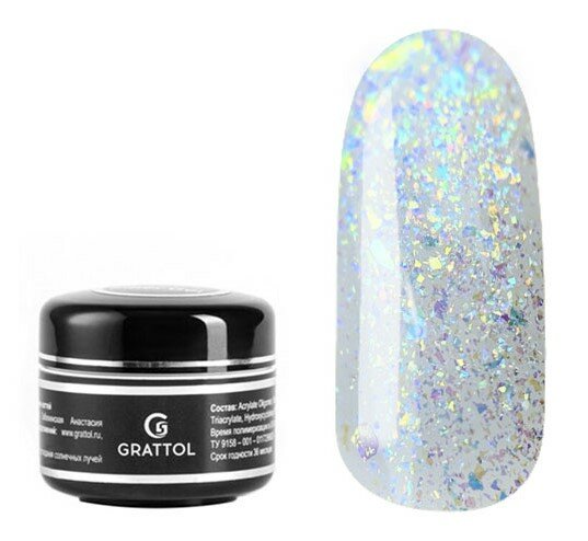 Гель для наращивания ногтей с блестками - Grattol Gel Murano 04, 15 мл