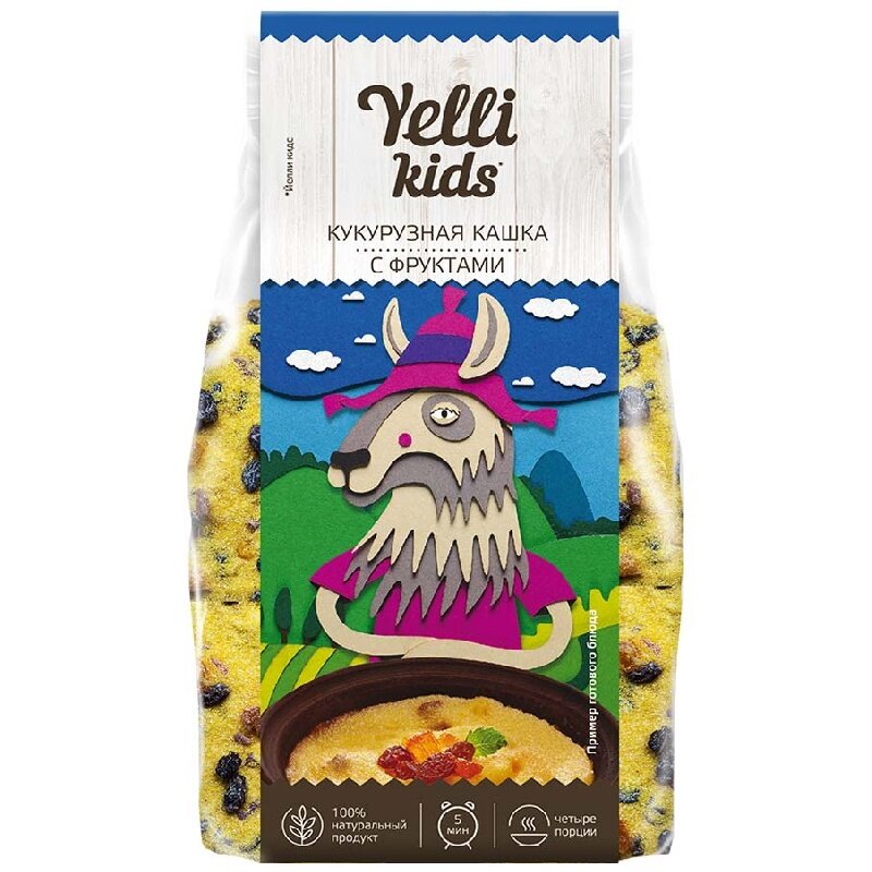 Кашка YELLI Kids кукурузная с фруктами 120г