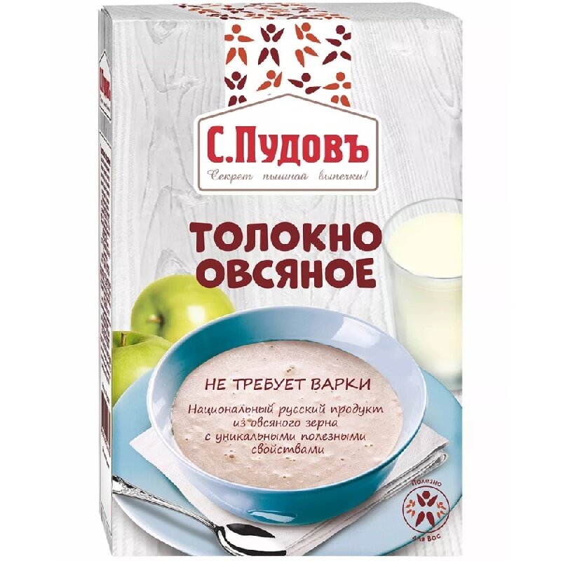 Толокно С. Пудовъ овсяное /картон/ 400г