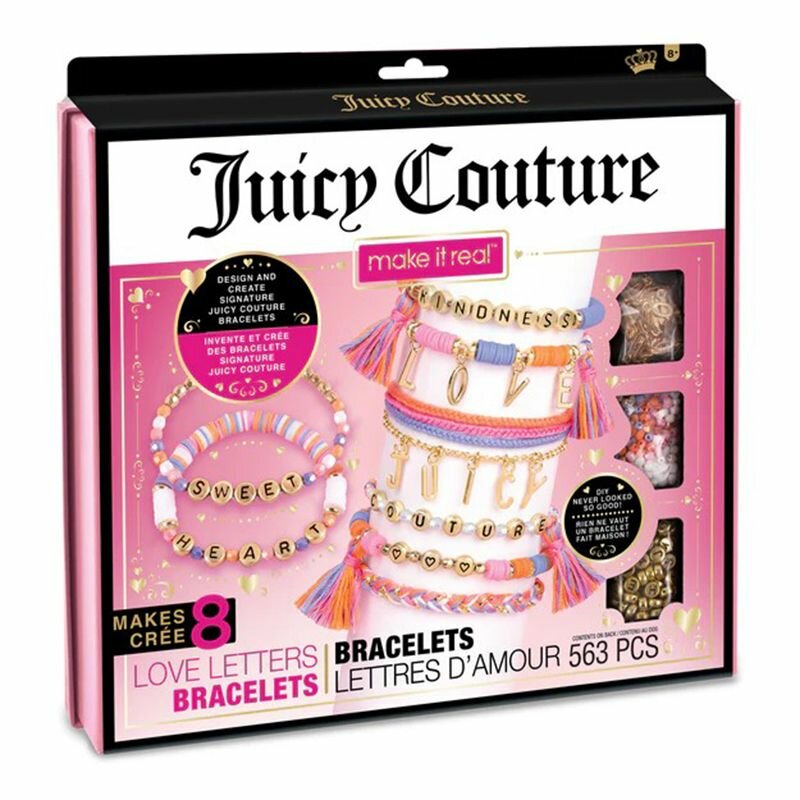 Make It Real Juicy Couture Love Letters Bracelet / Детский набор для изготовления браслетов дружбы своими руками с бусинами, украшениями в виде букв и другими аксессуарами.