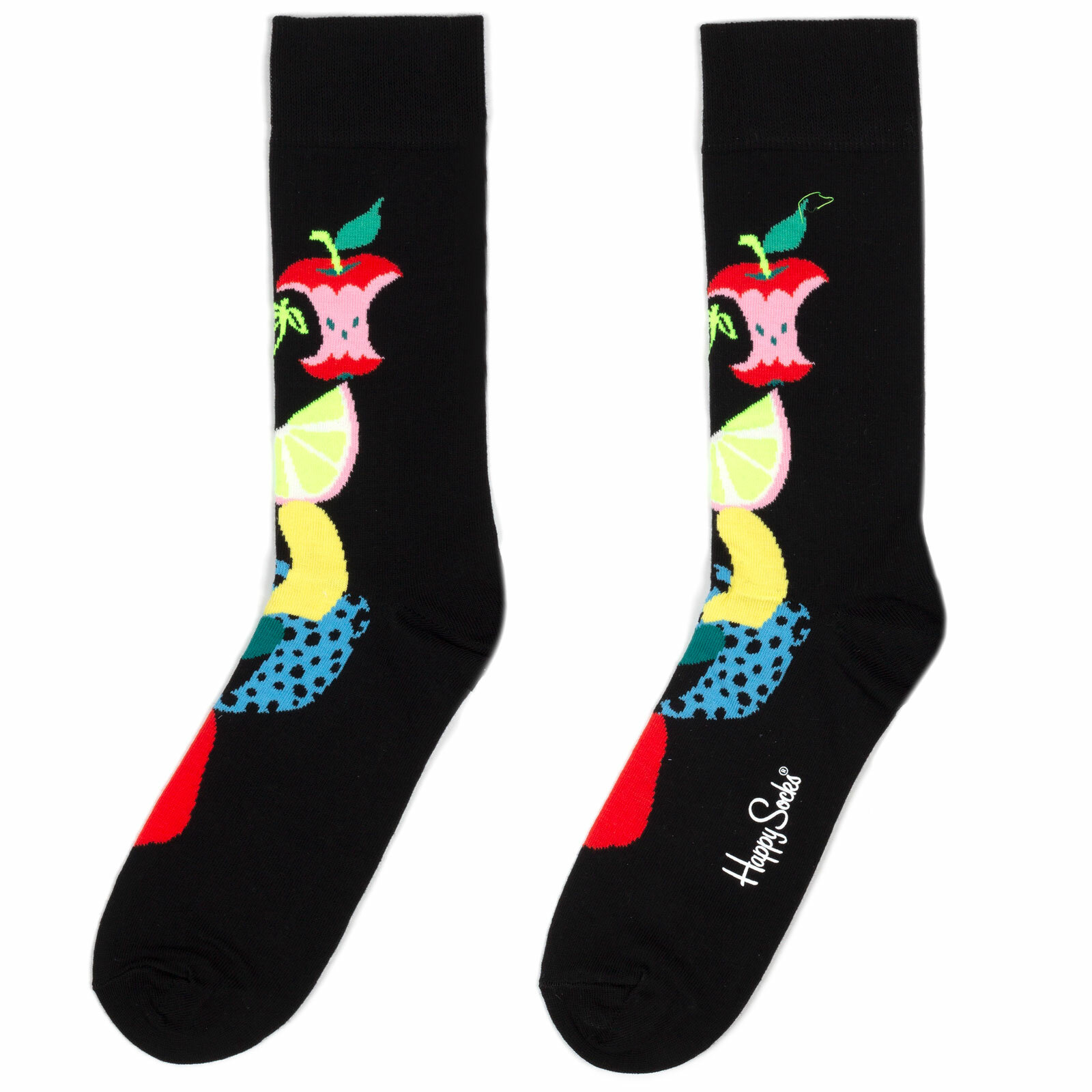 Носки Happy Socks Носки с рисунками Happy Socks - Fruit - Black, размер 41-46, желтый, красный, черный — фото 1