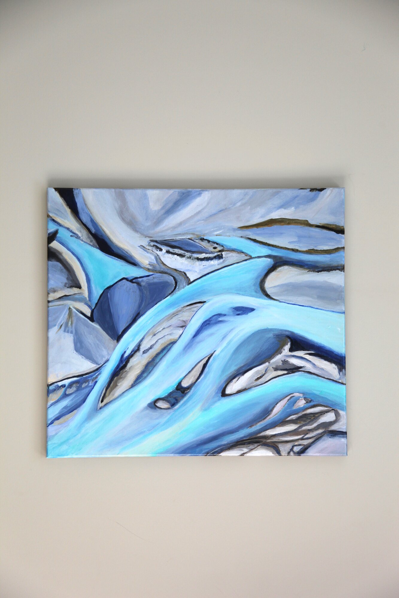 Абстрактная картина акрилом, «Реки Исландии», 45х50 см