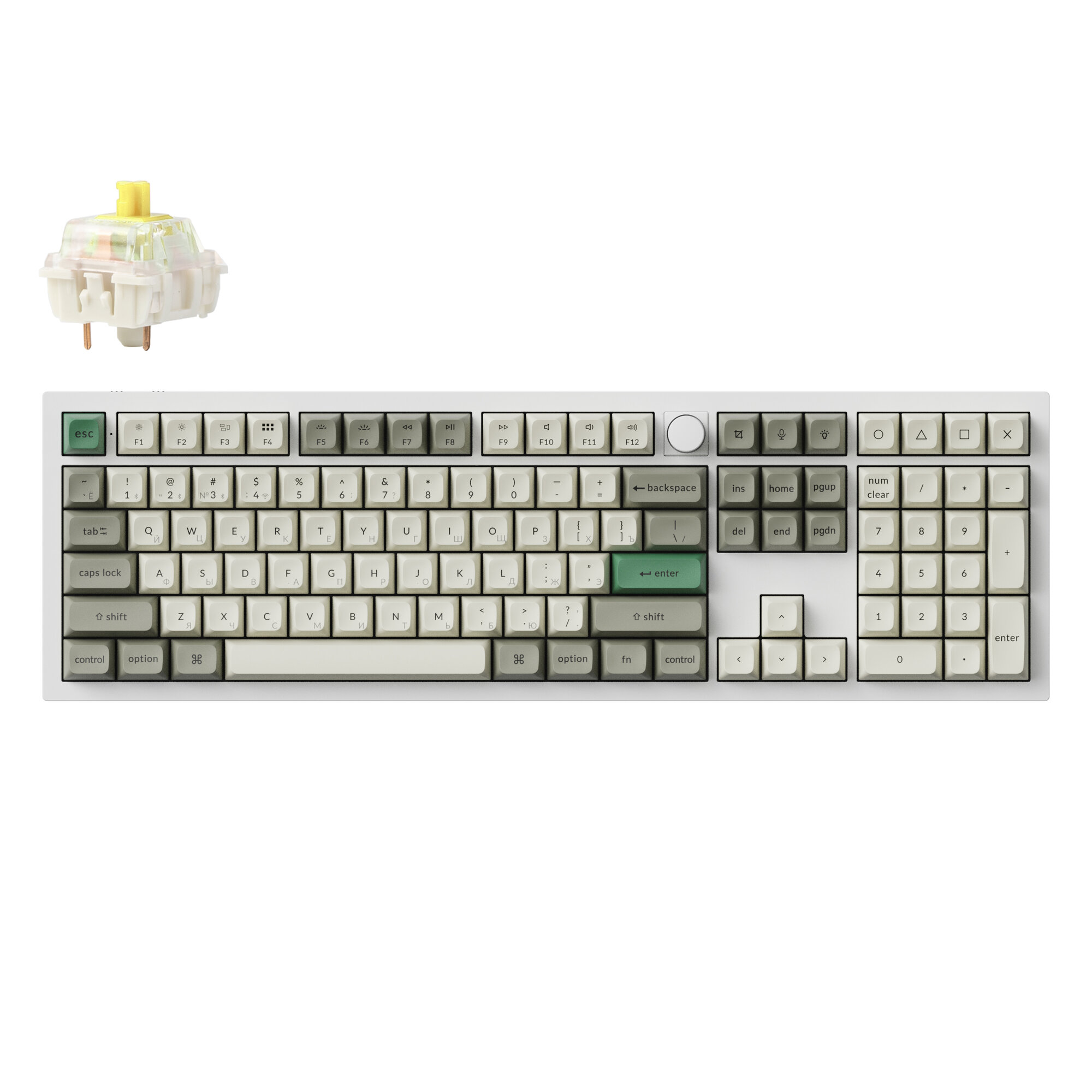 Беспроводная механическая клавиатура Keychron Q6 Max (100%) цвет Shell White, RU/EN раскладка, RGB, Hot Swap, кейкапы без подсветки, тактильные переключатели (Gateron Jupiter Banana)