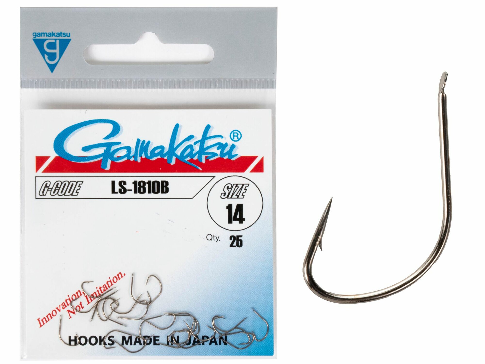 Крючки для рыбалки одноподдевные металлические набор на щуку и сома, Gamakatsu LS-1810B HOOKS BRONZE разм. 14 25шт. по 1 упак, снасти карповые летние Япония