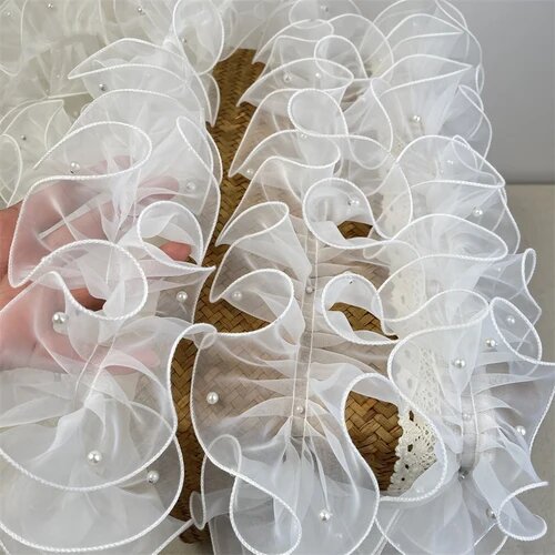 Кружева из органзы QRTRIM, 11см, 8см, розовый, белый, синий Белый, Off white Style B