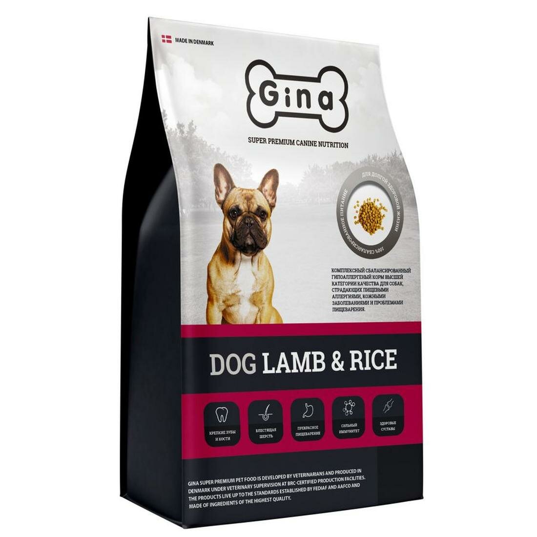 Gina Dog Lamb Rice сухой гипоаллергенный корм для взрослых собак с ягненком и рисом 3 кг