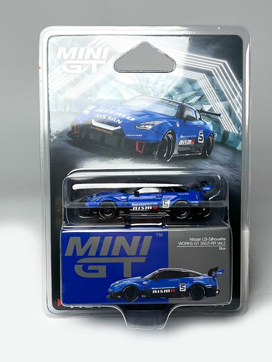 Машинка MINI GT 1/64 MGT 1124 BL LB-Silhouette Works GT Nissan 35GT-RR Ver.2 Die-cast Alloy Car Model Collection Gift