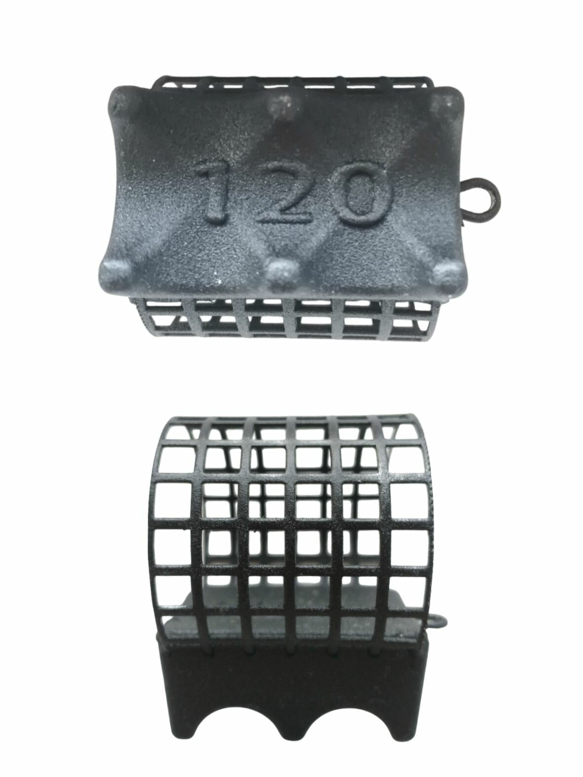 2 шт. / Кормушка фидерная 120 гр. Черная с грунтозацепом для реки с умеренным или сильным течением