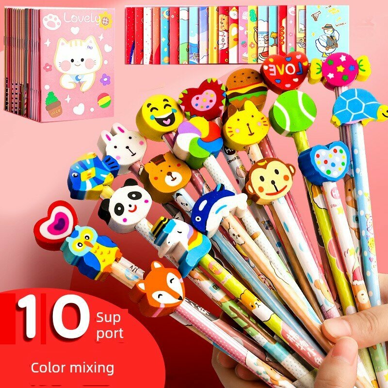 100 милых карандашей для детского сада и начальной школы, первоклассные карандаши с ластиками, награды и подарки для