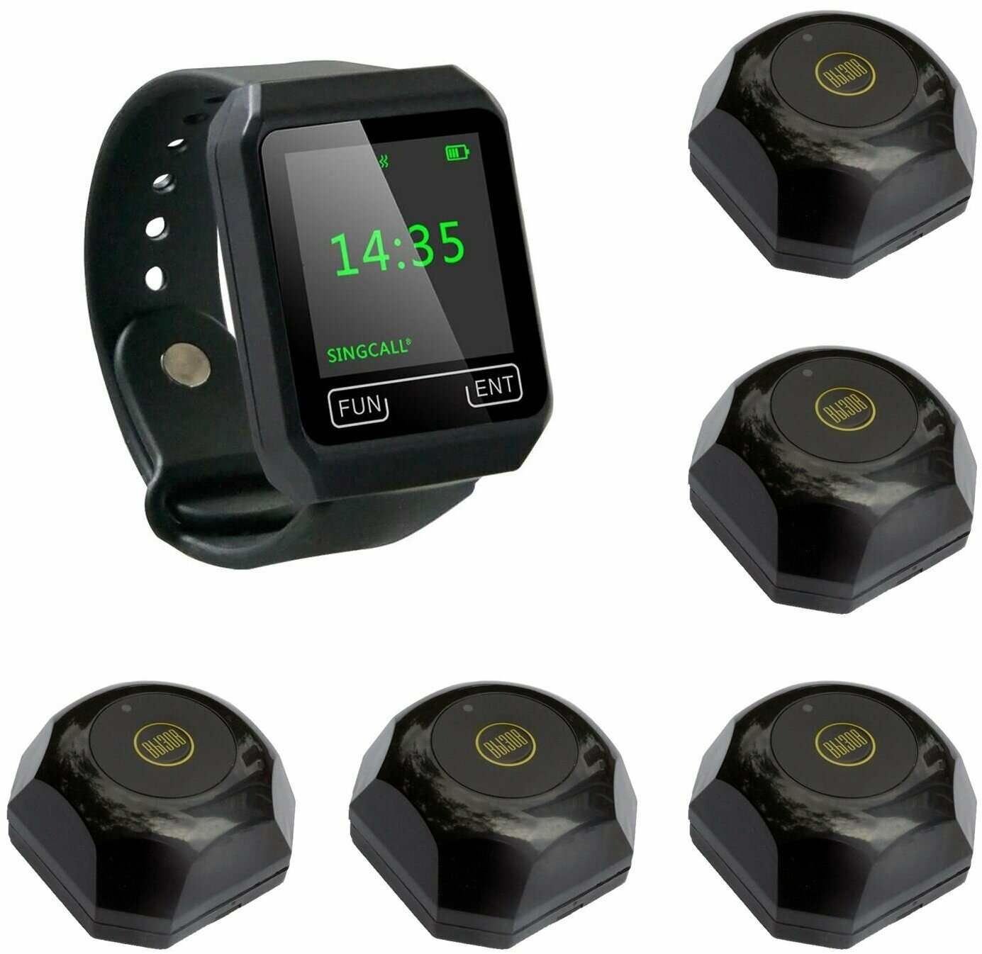 Комплект системы вызова персонала: часы-пейджер П-14 и 5 кнопок вызова К-23