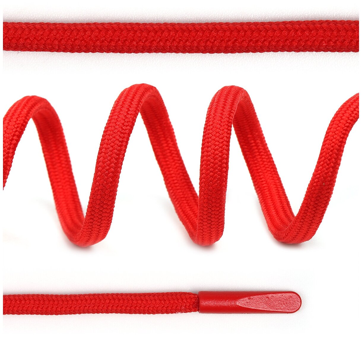 Шнурки круглые полиэфир 4 мм цв. красный F148 арт. TBY 7290-0036, длина 130 см, упак. 50 шт