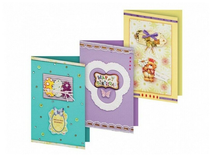 Набор для скрапбукинга Белоснежка #102-SB Открытки "Сувенир" (3 шт), 11.5 х 17 см