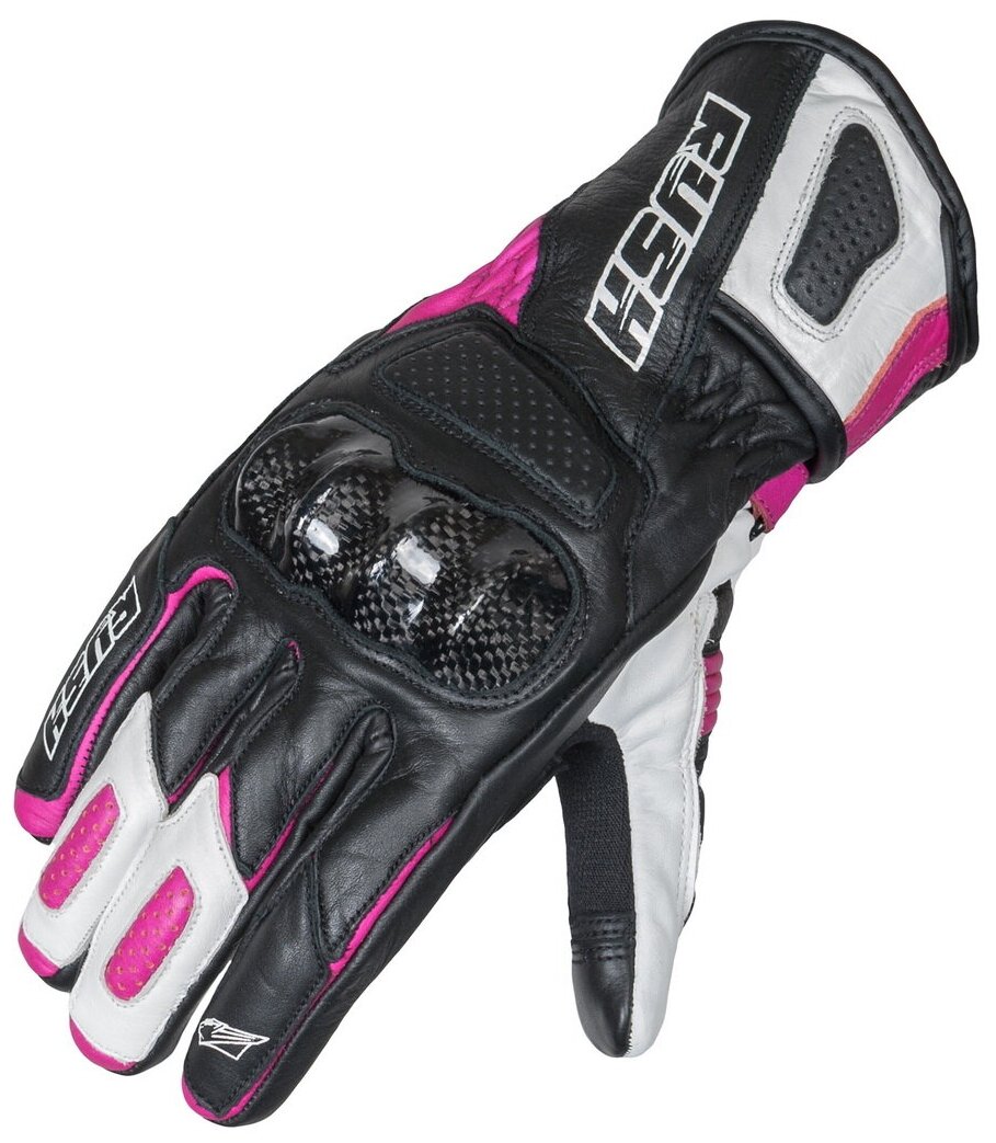 RUSH Перчатки IMPULSE LADY кожа, цвет Черный/Белый/Розовый, Размер S