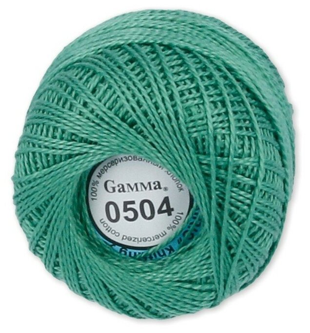 Пряжа "Gamma" Ирис 100% хлопок 10 г 82 м №0504 зеленый