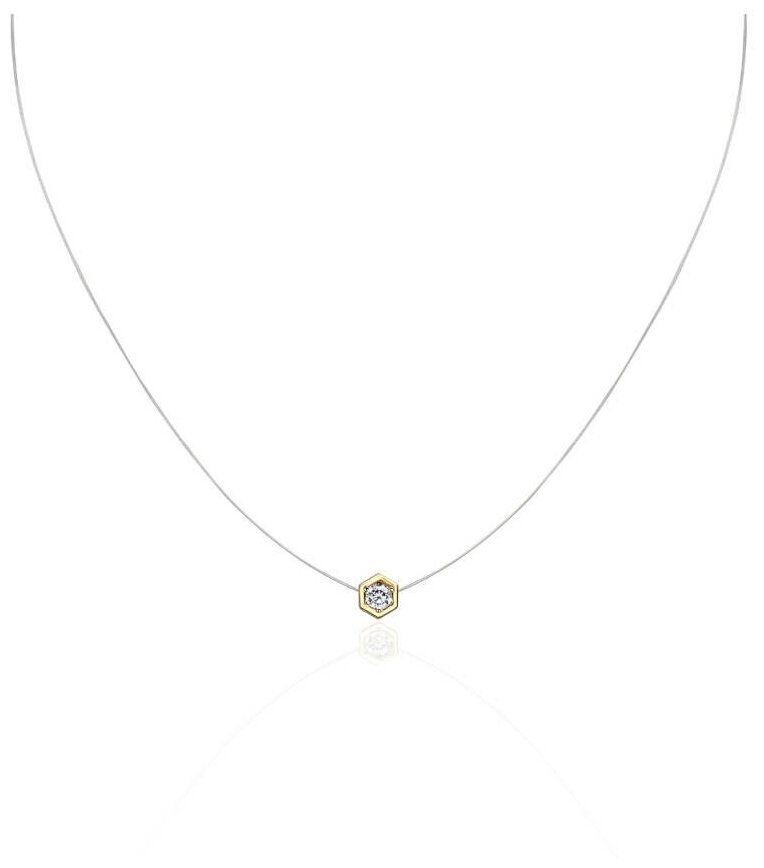 Колье, желтое золото, 585 проба, фианит