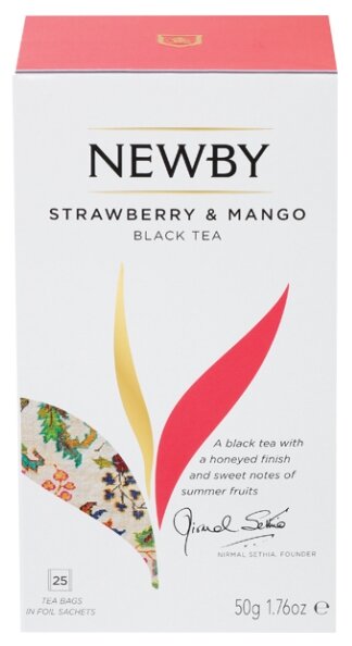Чай "Newby" черный "Strawberry Mаngo" 25 пакетиков.