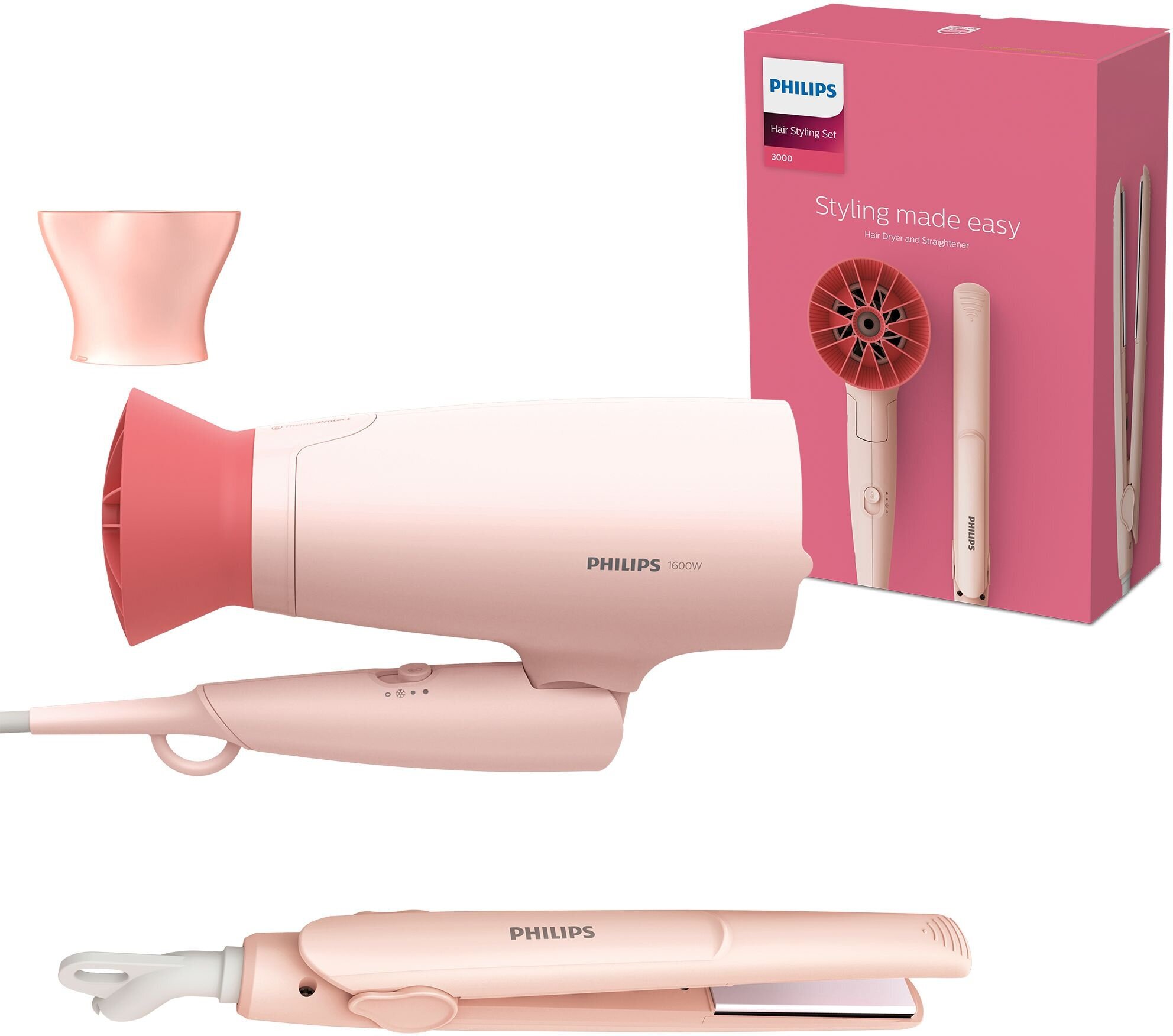 Фен Philips BHP398/00, 1600Вт, розовый