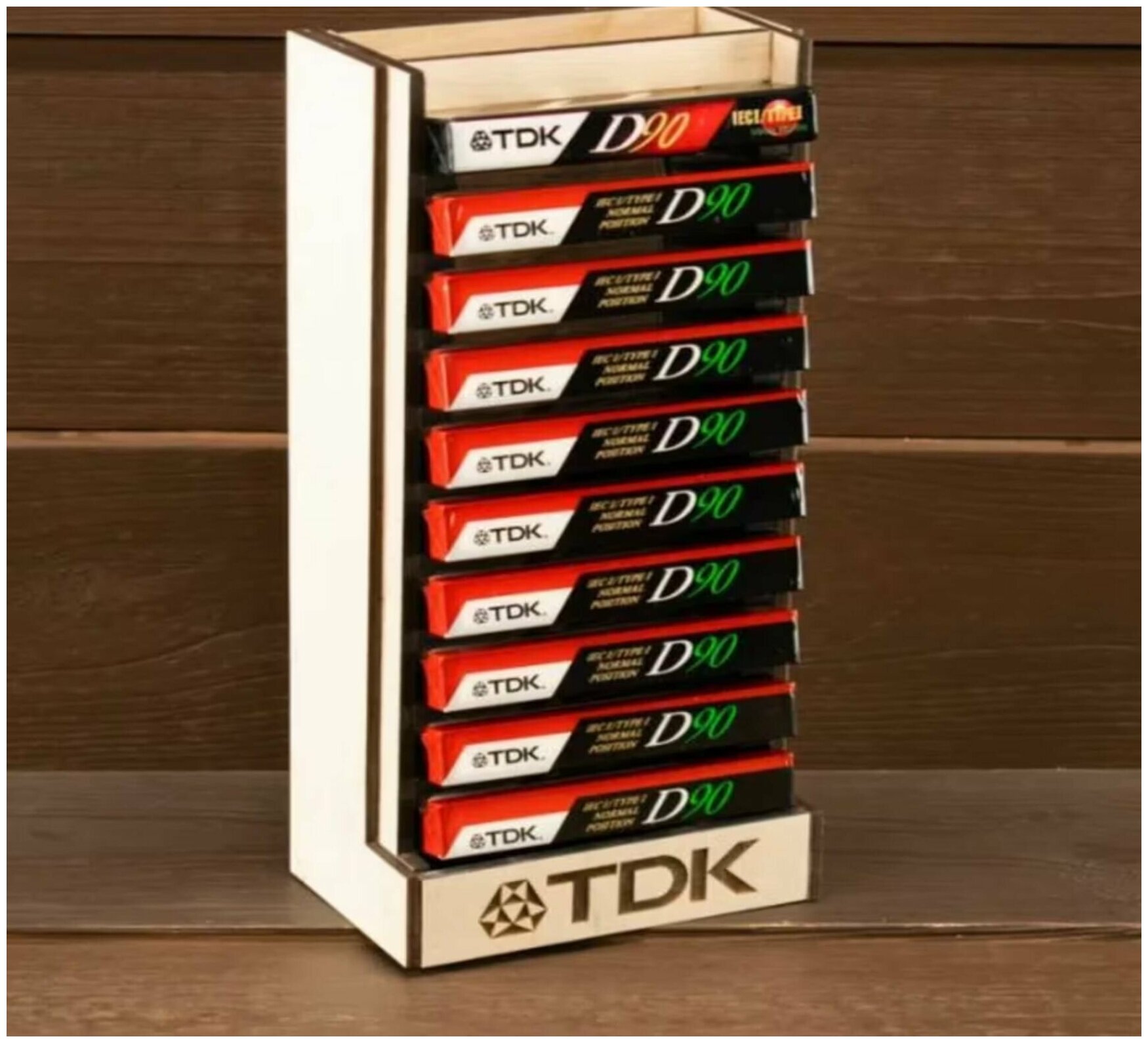 Органайзер для коллекции кассет времен СССР, деревянный, бежевый