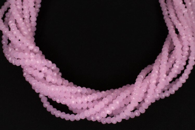 Бусина стеклянная Рондель 3,5х2,5мм, цвет розовый/имитация нефрита, прозрачная, 501-089, 20шт