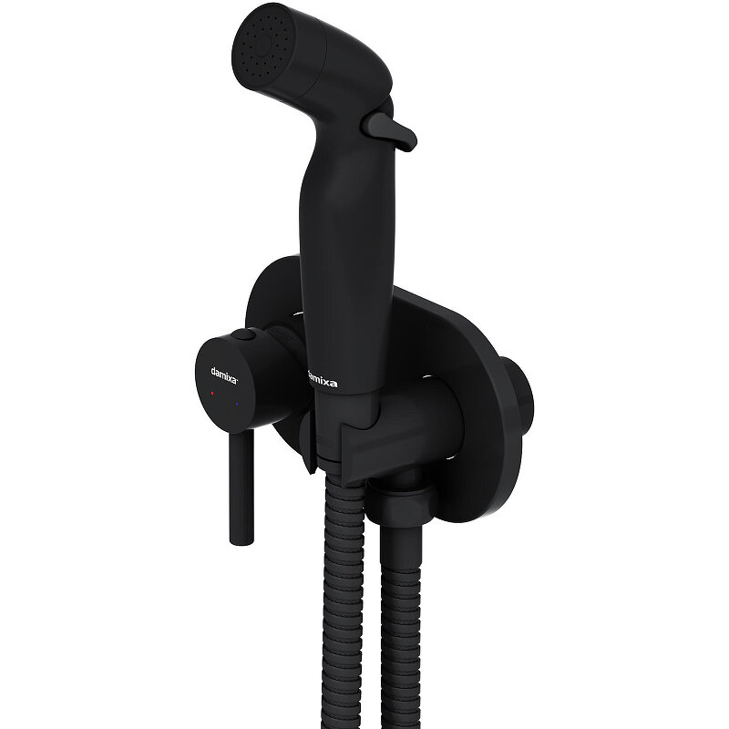 Гигиенический душ cо смесителем Damixa Option 212000300 черный встраиваемый, шланг 1500, держатель