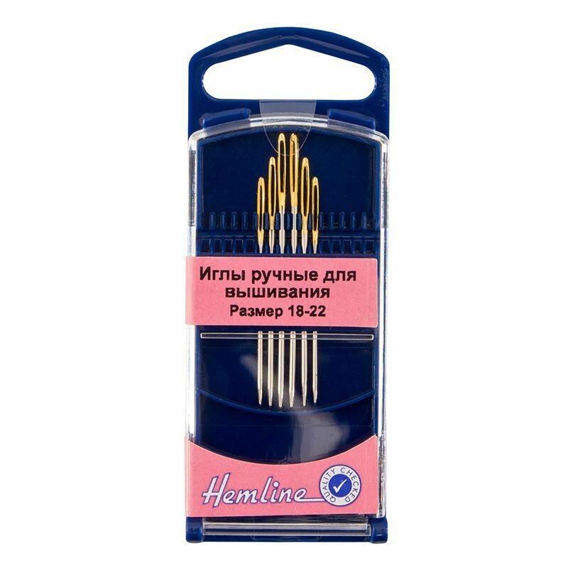 Иглы для вышивания с закруглённым кончиком в пластиковом контейнере №18 - 22, 6 шт