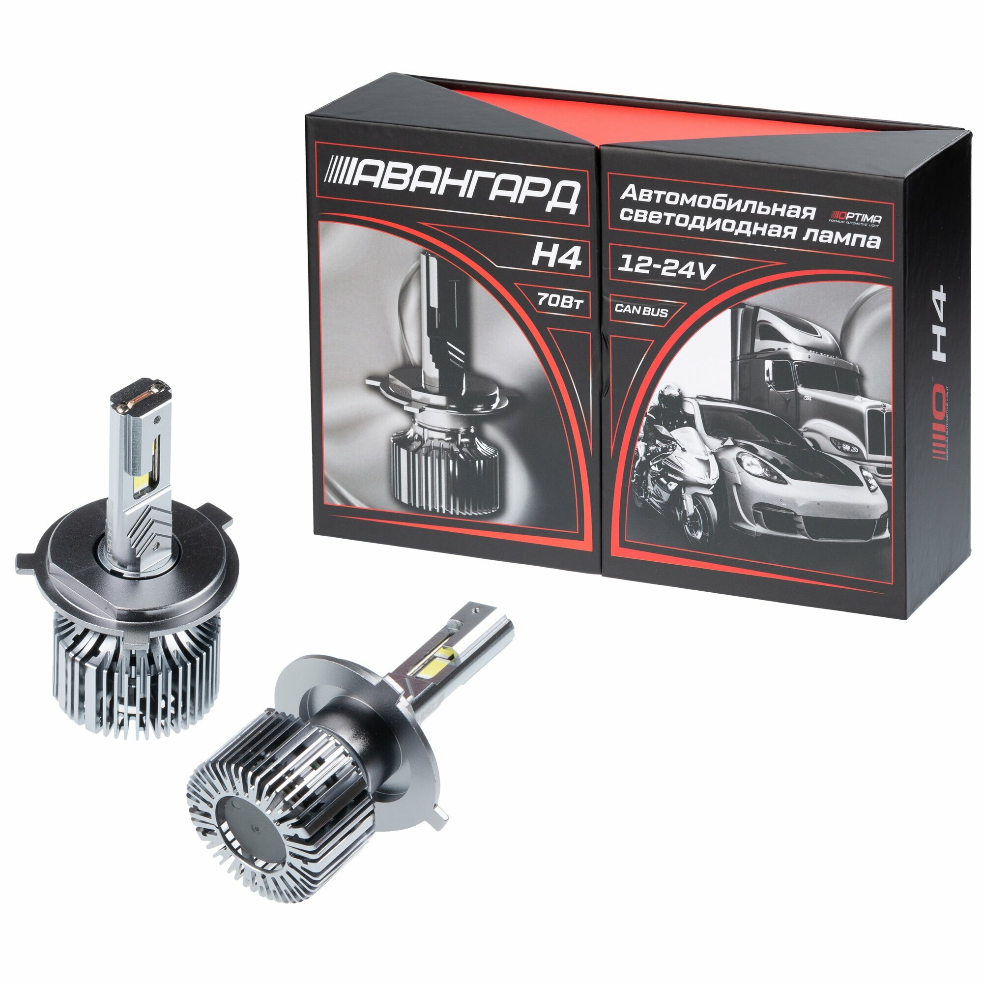 Светодиодные лампы Optima Premium LED авангард H4, 5500K, 70W, 12V (2 лампы)
