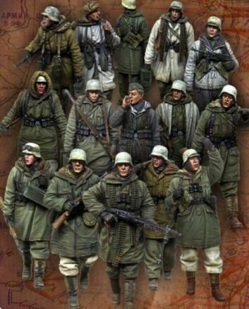 BigSet-9 German soldiers ( Kharkov 1943 ) фигуры для моделирования Evolution miniatures масштаб 1/35