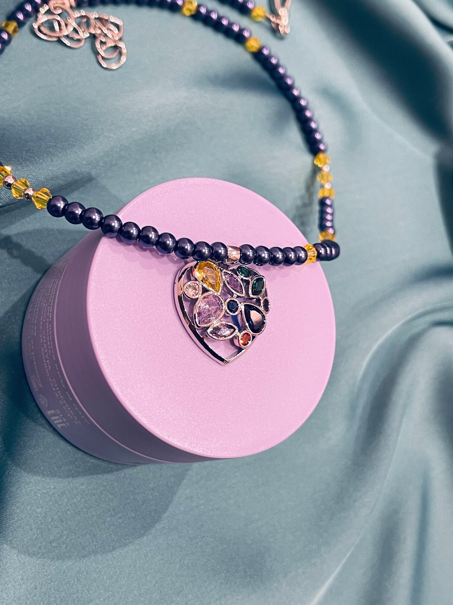 Колье Jewellery by Marina Orlova, жемчуг имитация, длина 45 см, фиолетовый — фото 1