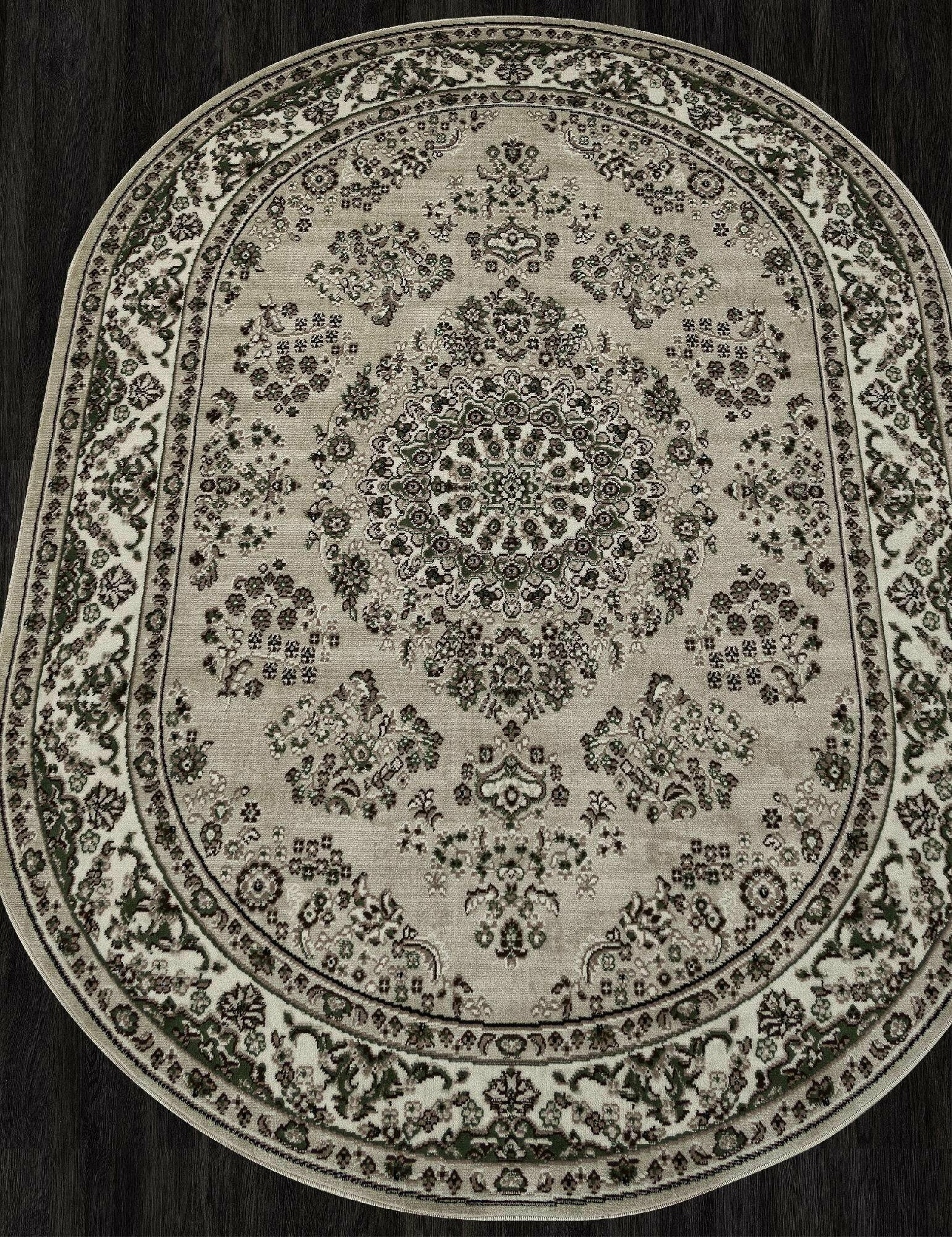 Ковер Овальный на пол в гостиную в спальню 200х300 см бежевый классический ворс 7 мм 383740 ковренок